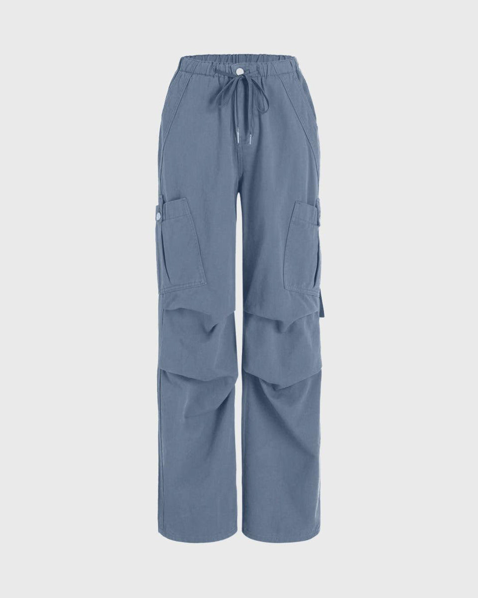 Utility Wear Drawstring Cargo Pants In Light Blue – Littlebox India
