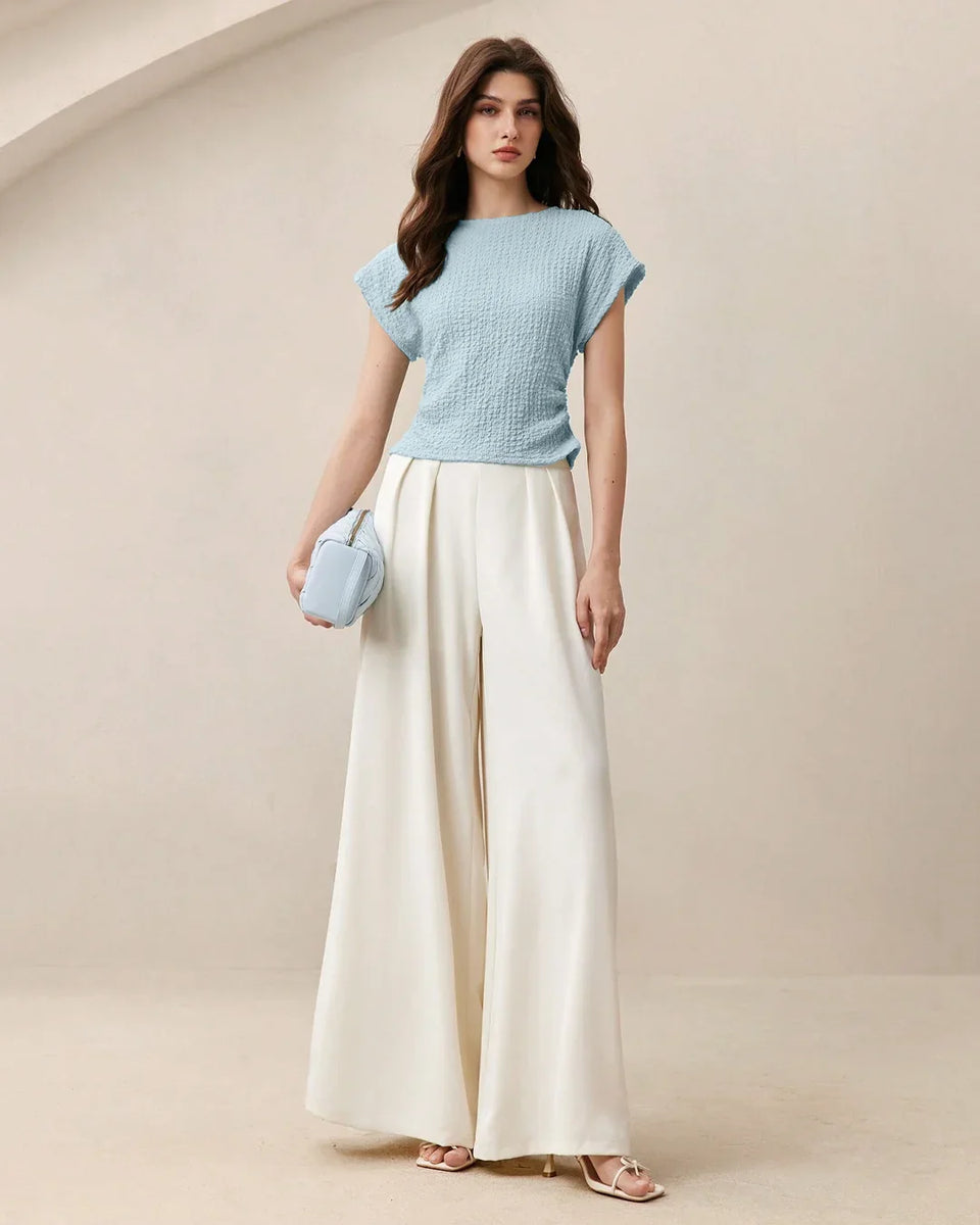 Textured Knit Boxy Fit Top in Sky Blue - Littlebox India