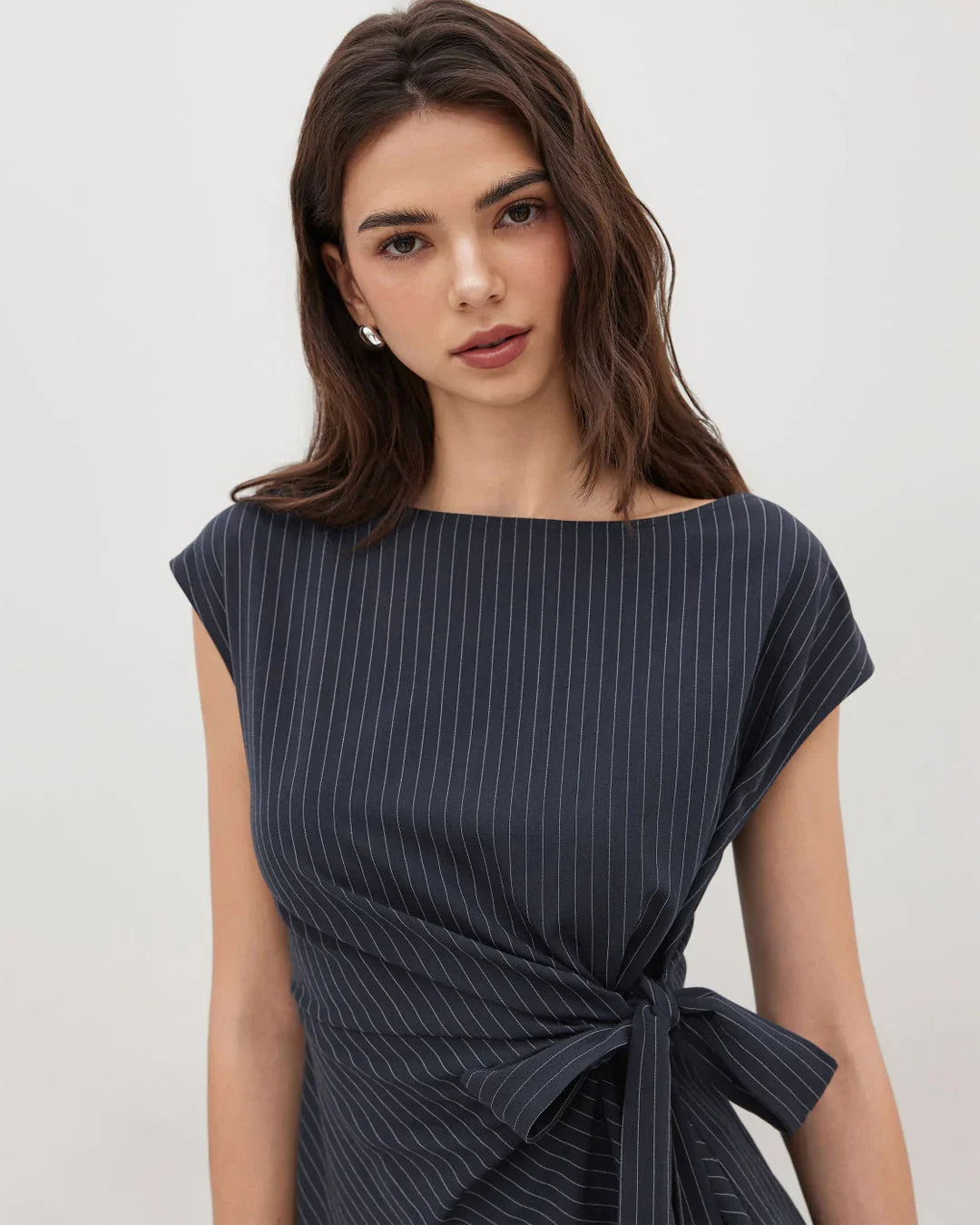 Boat Neck Stripe Knotted Top in Navy Blue – Littlebox India