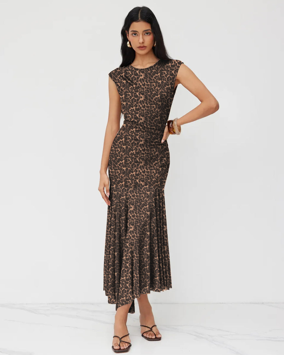 Mesh Ruched Tulle Ruffle Maxi Dress – Littlebox India