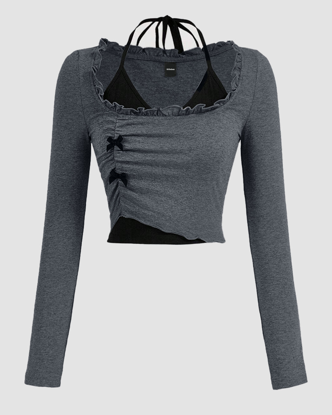 Dark Grey Two in one Bow Knot Full Sleeve Top – Littlebox India