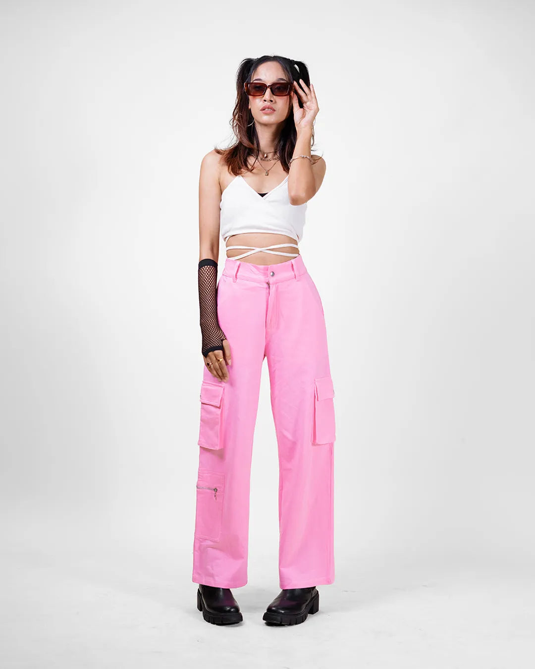 Acubi Style Pink Baggy Womens Cargo In Pink – Littlebox India