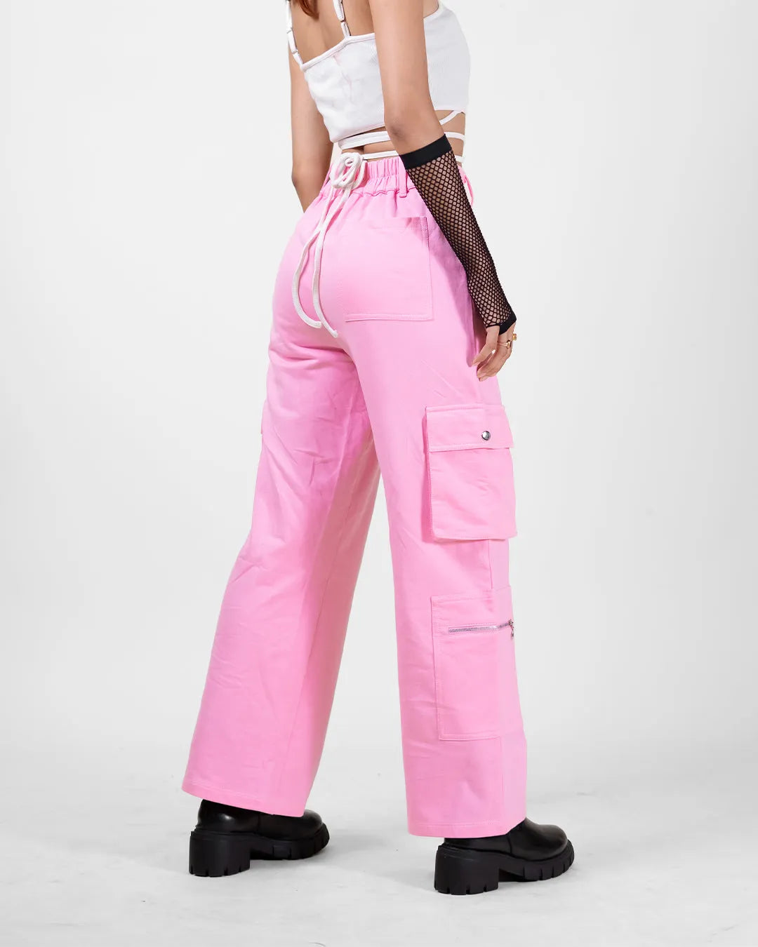 Acubi Style Pink Baggy Womens Cargo In Pink – Littlebox India