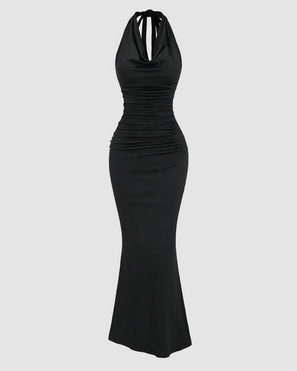 Black Halter Backless Mermaid Dress – Littlebox India