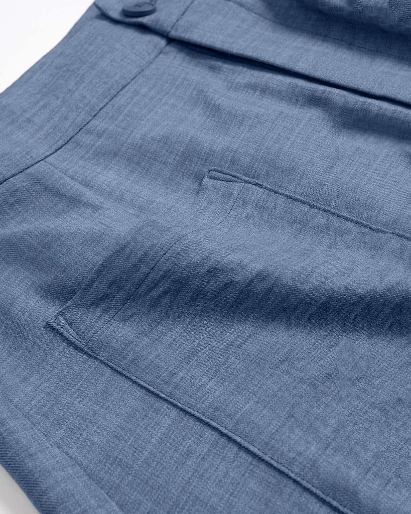 High-Waist Wide-Leg Trousers in French Blue - Littlebox India