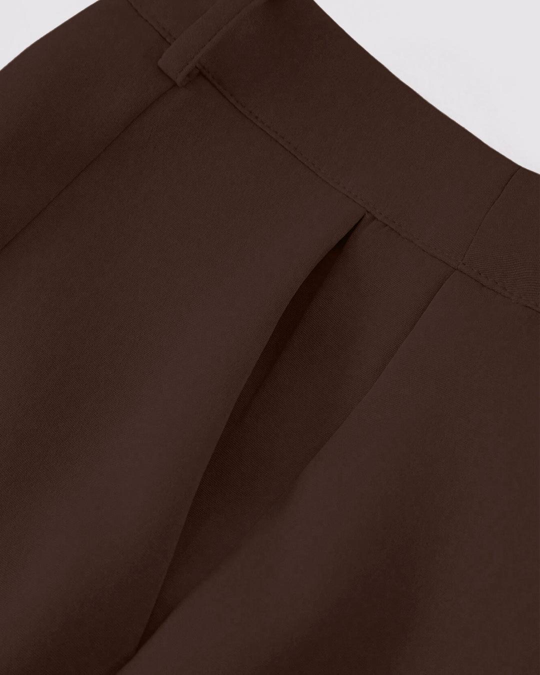 Solid Color Jacket & Pant Set In Coco Brown - Littlebox India