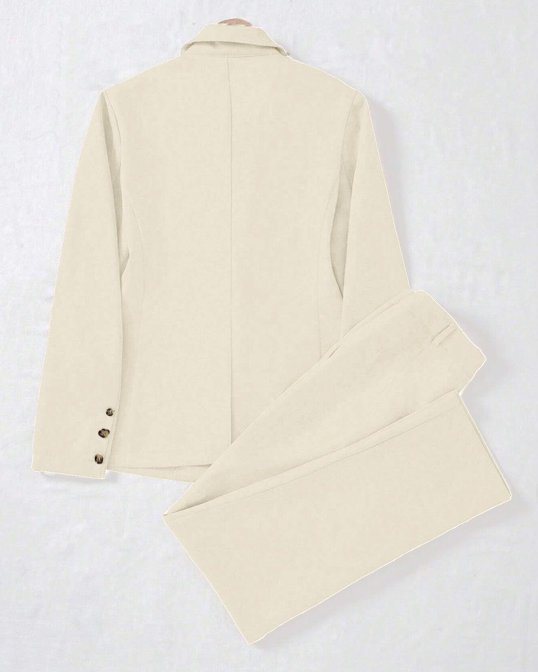 Single Button Suit & Pant Set In Off-White - Littlebox India