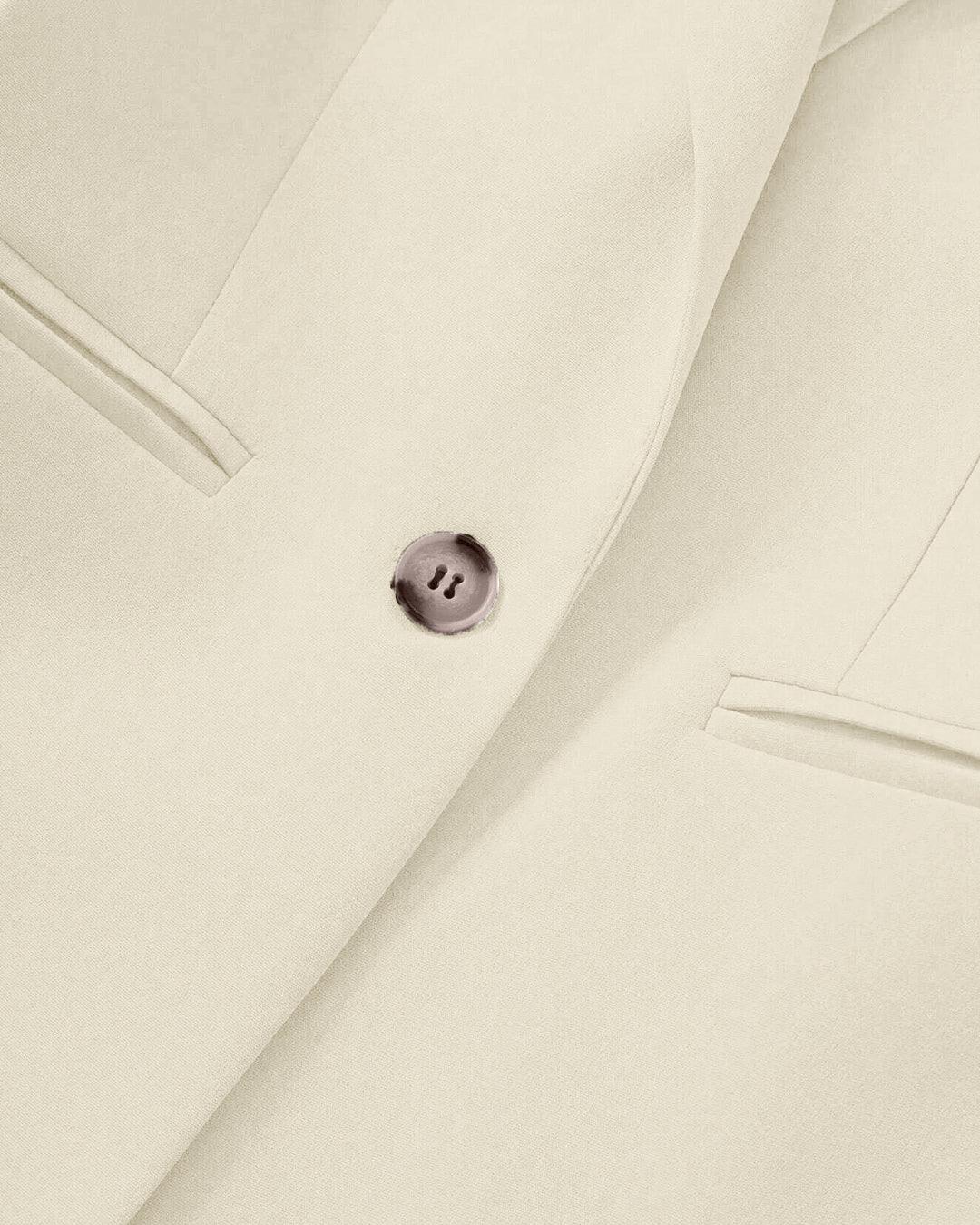 Single Button Suit & Pant Set In Off-White - Littlebox India