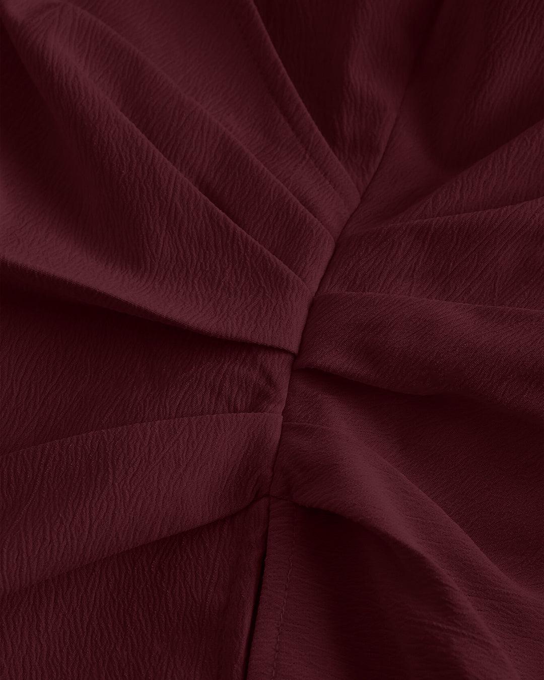 Party V Neck Wrap Style Top in Maroon - Littlebox India