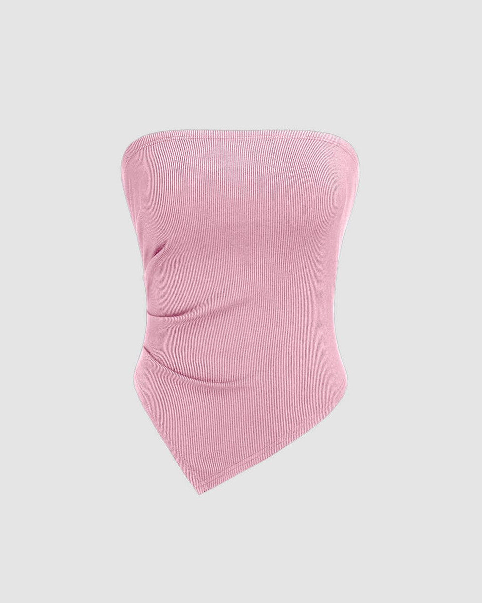 Rib Strapless Solid Pink Tube Top – Littlebox India