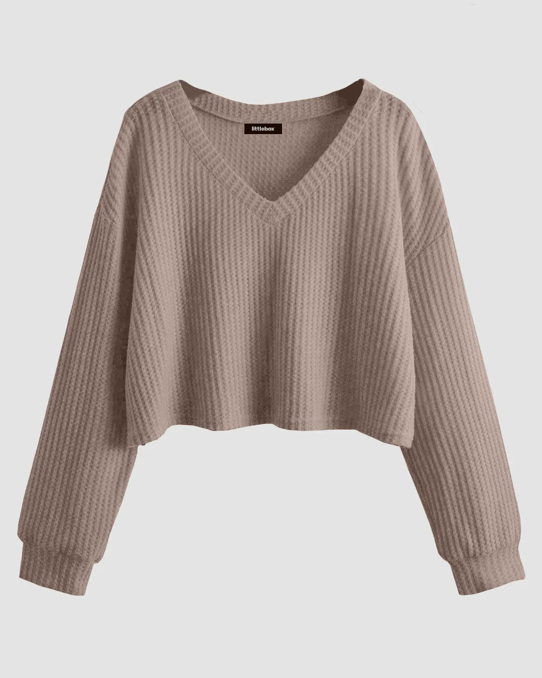Brown V-Neck Cropped Sweater – Littlebox India