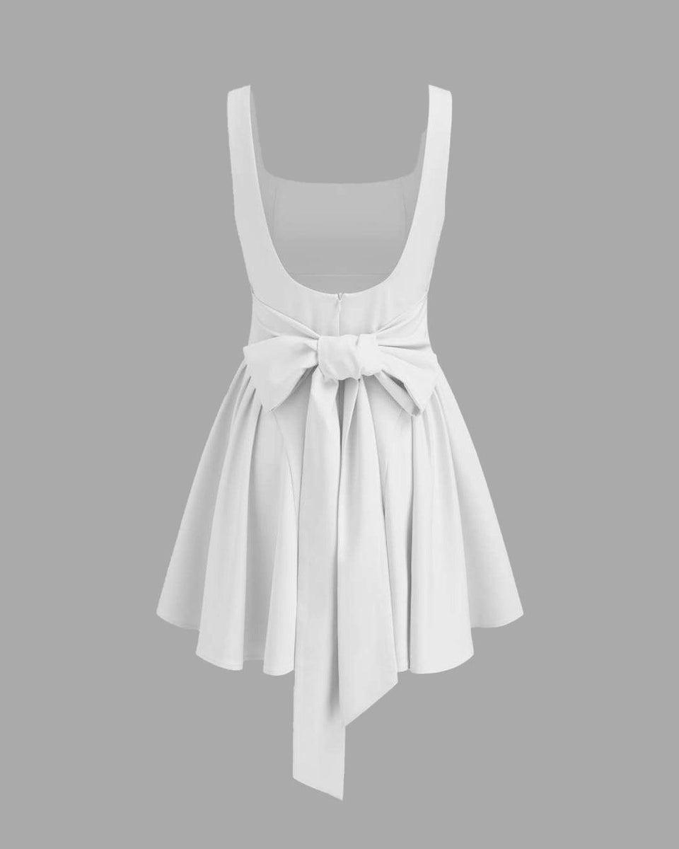 Square Neck Solid Ruffle Pleated Knotted Mini Dress – Littlebox India