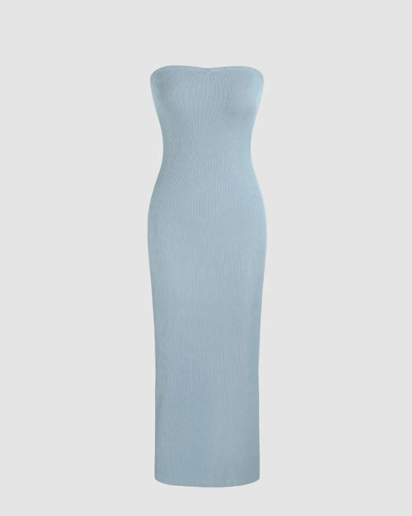 Two Piece Elegant Bodycon Dress With Shrug In Dusty Blue – Littlebox India