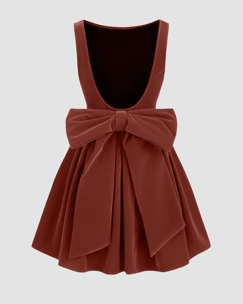 Velvet Backless Short Midi Dress In Rose - Littlebox India