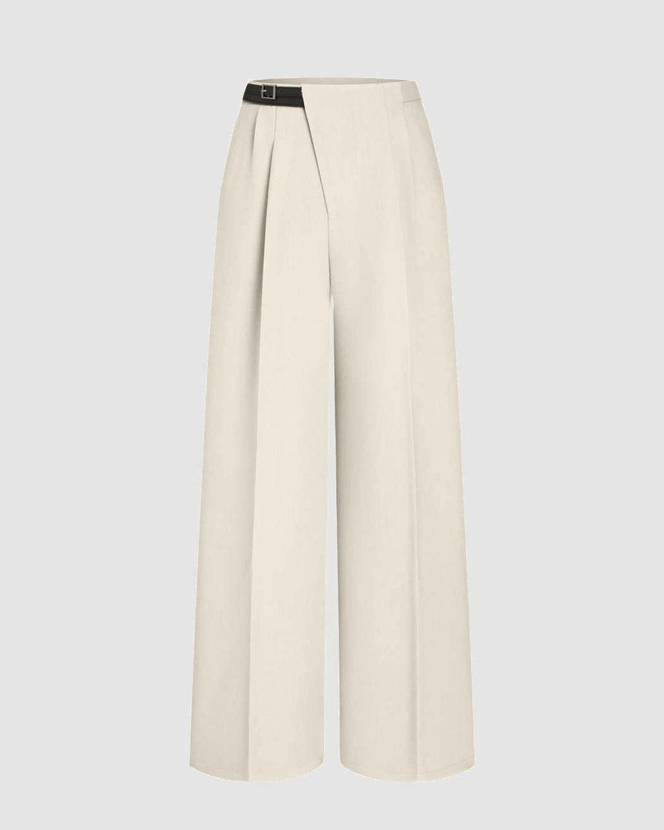 Pleated Trouser Without Belt In Off White - Littlebox India
