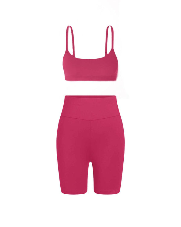 Cami Sports Fitness Bra & Wide Band High Waist Active Workout Shorts L ...